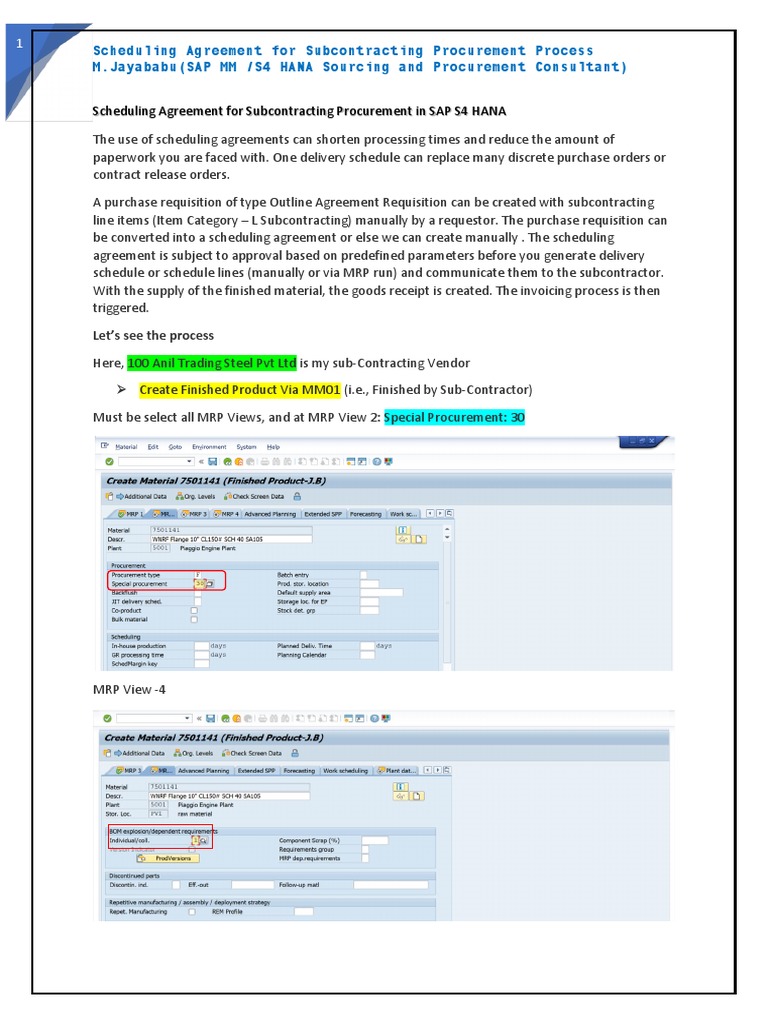 SAP MM Scheduling Agreement in Subcontracting | PDF | Procurement | Business Process