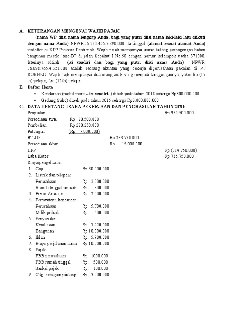 SOAL SPT Tahunan 1770 | PDF