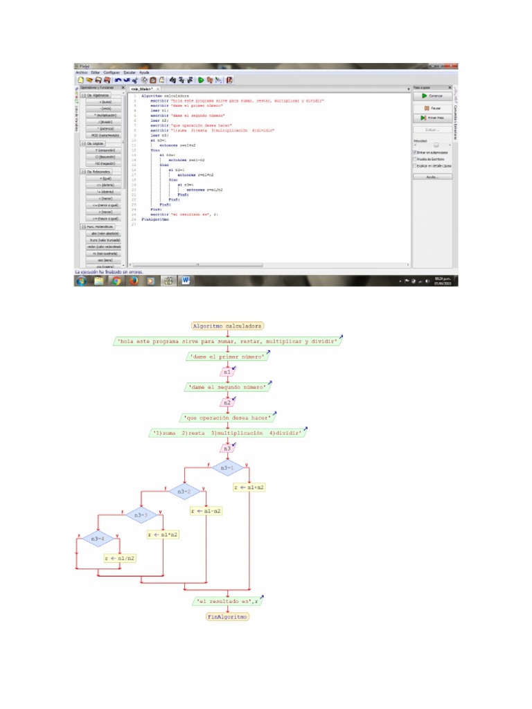 Algoritmo Calculadora Basica en PSeint | PDF