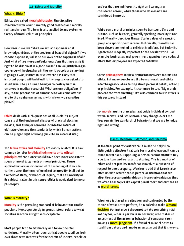 Module 1 & 2 Ethics | PDF | Morality | Reason