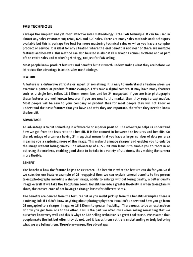 Fab Technique: Feature | PDF | Zoom Lens | Sales