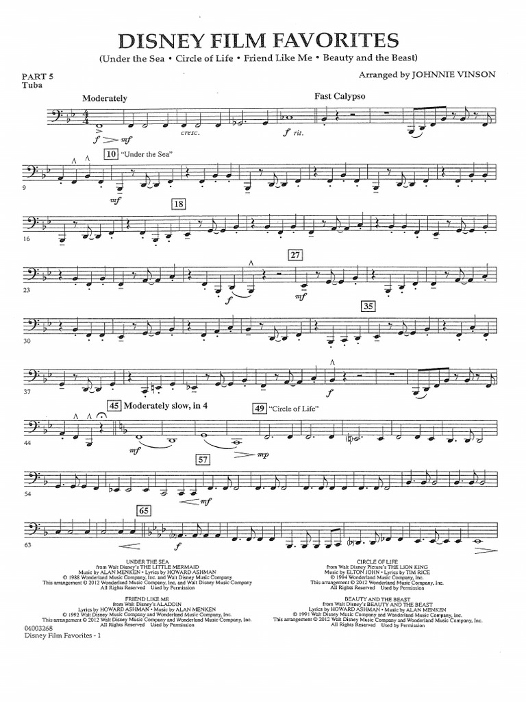 Disney Film Favorites Tuba | PDF