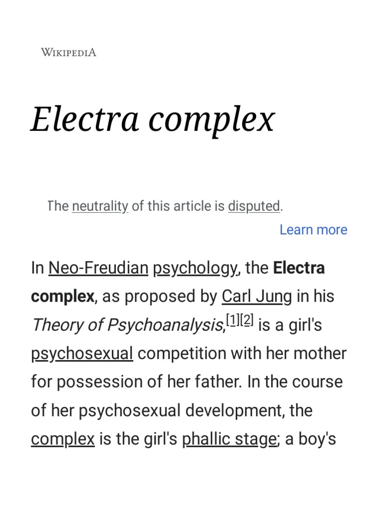 Electra Complex - Wikipedia | PDF | Oedipus Complex | Psychoanalytic Schools