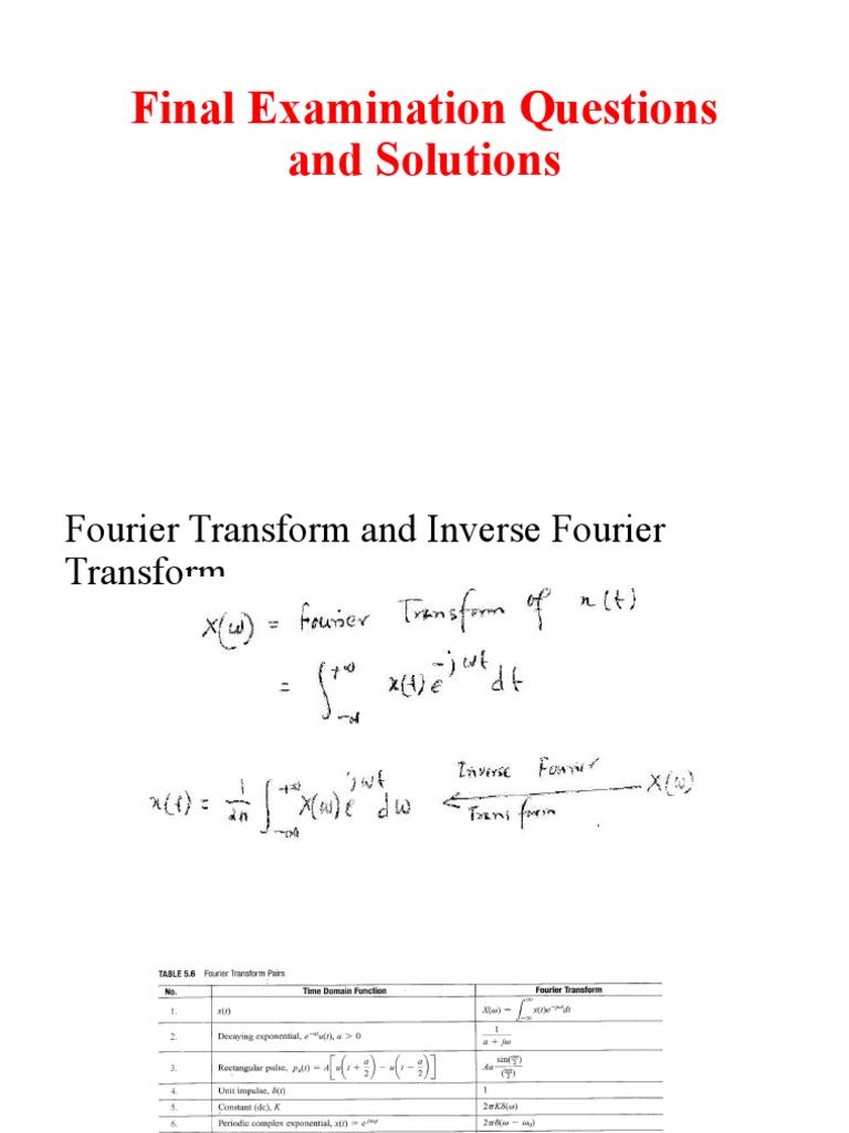 Fourier Transform Exam Questions & Solutions | PDF | Teaching Methods ...