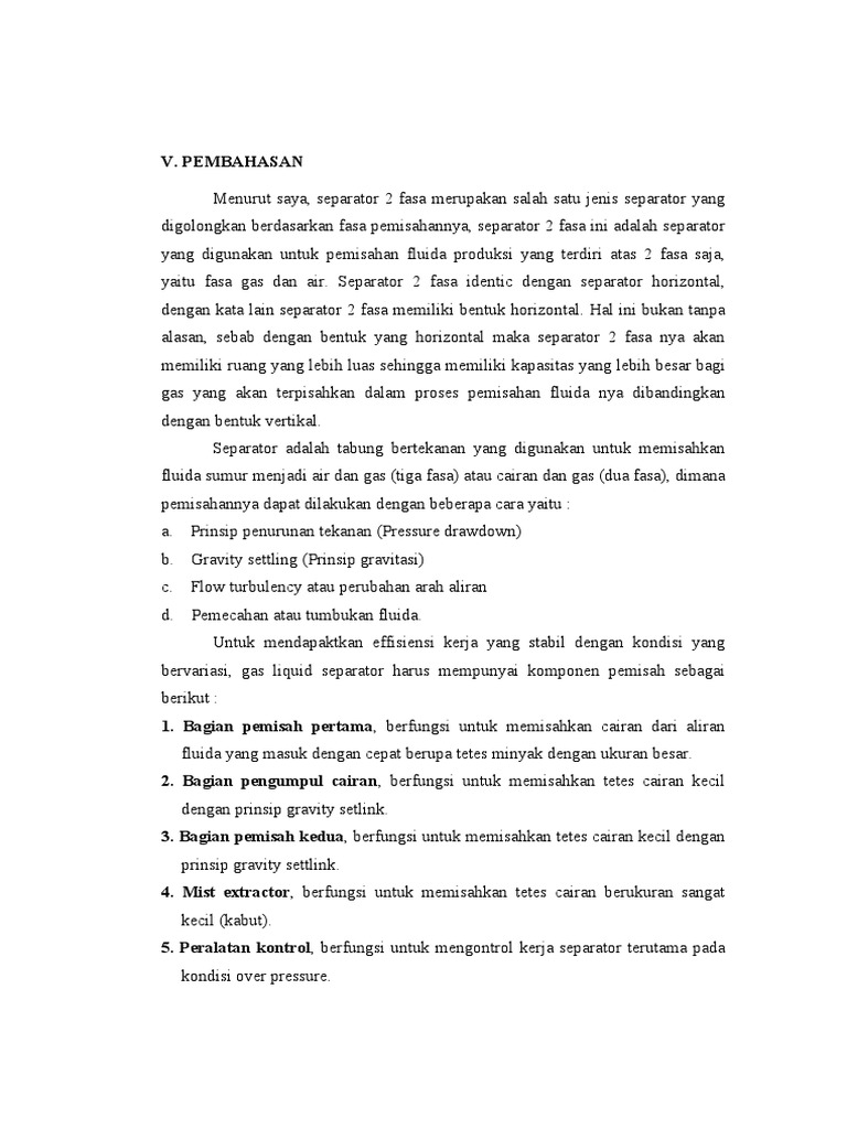Laporan Separator 2 Fasa | PDF