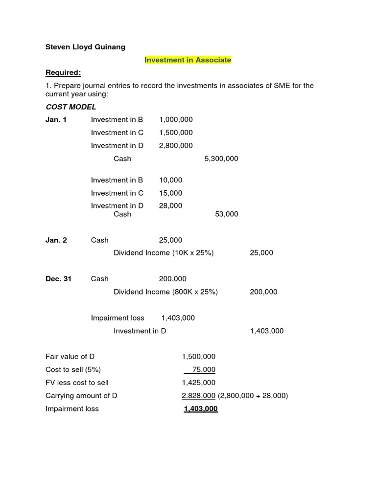 Investment in Associate | PDF | Fair Value | Investing