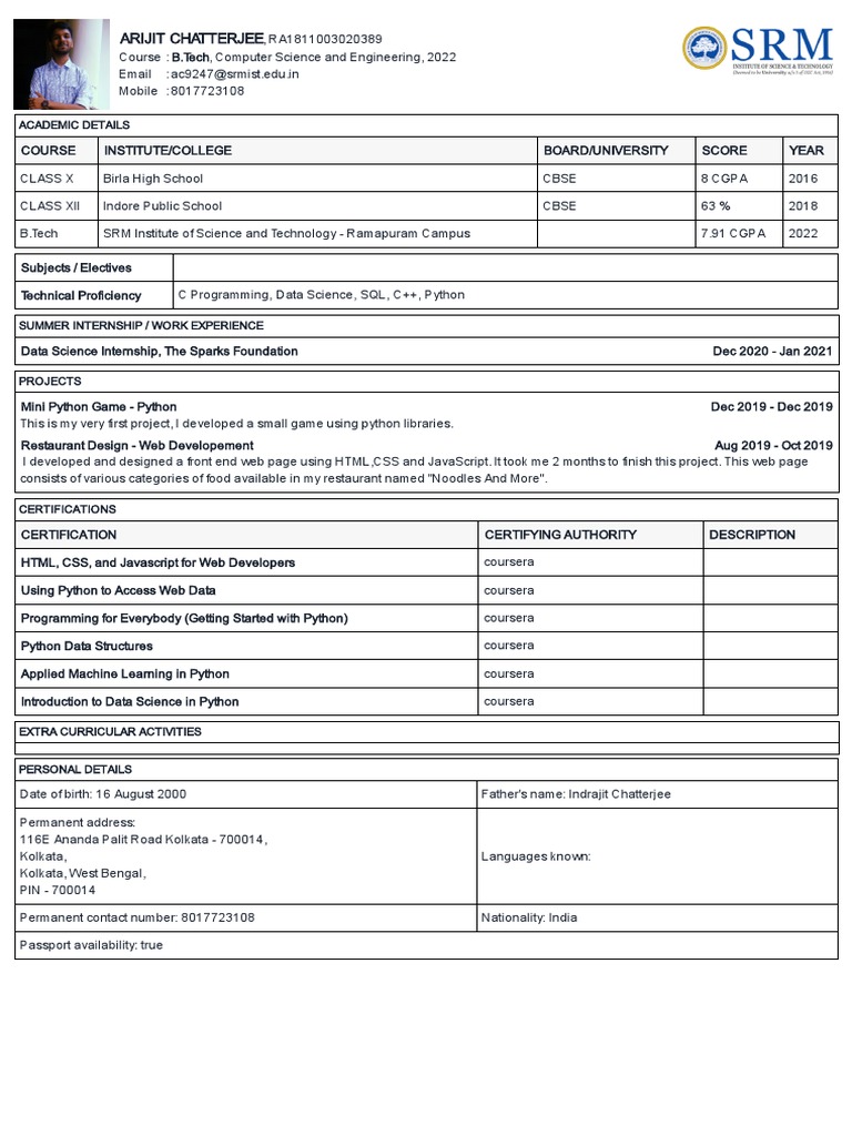 Arijit Chatterjee RA1811003020389 | PDF | World Wide Web | Internet & Web