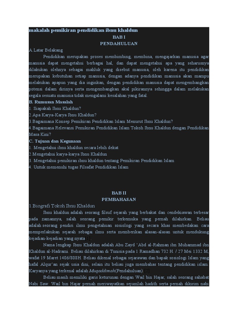 Materi Pemikiran Pendidikan Ibnu Khaldun 2 | PDF | Agama & Spiritualitas