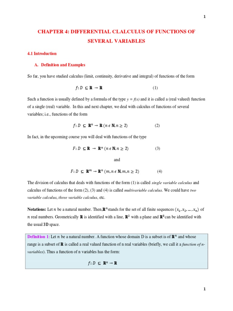 Multivariable Calculus - Unit4 - by Dr. Tadesse Bekeshie | PDF | Function (Mathematics) | Polynomial