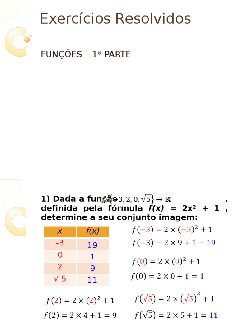 Exercícios Resolvidos Sobre Funcoes 1 | PDF | Função (Matemática ...