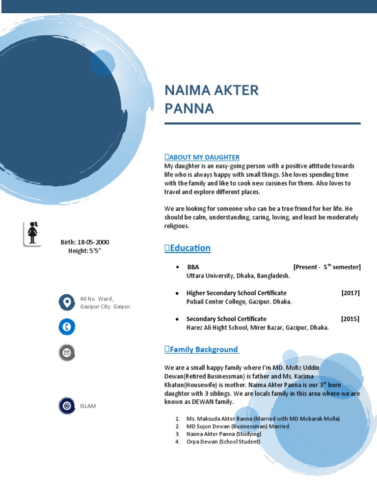 Naima Akter Panna: Education | PDF