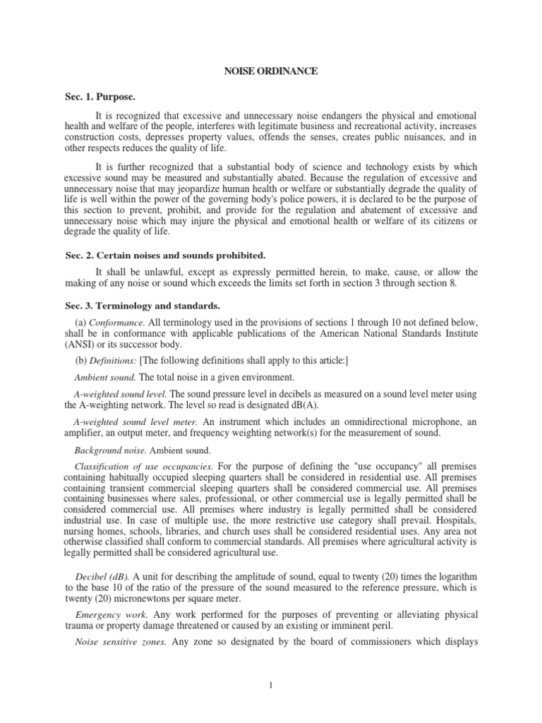 Noise Ordinance Regulations | PDF | Decibel | Noise