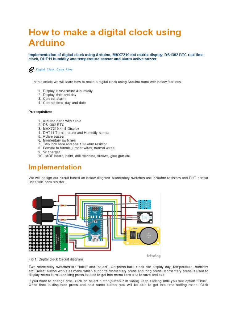 How To Make A Digital Clock Using Arduino | PDF | Resistor | Electrical ...