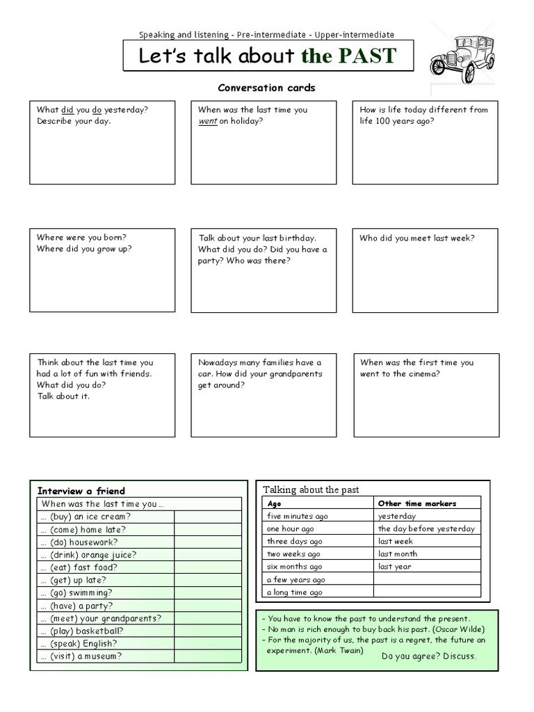 Lets Talk About The Past Fun Activities Games - 4319 | PDF