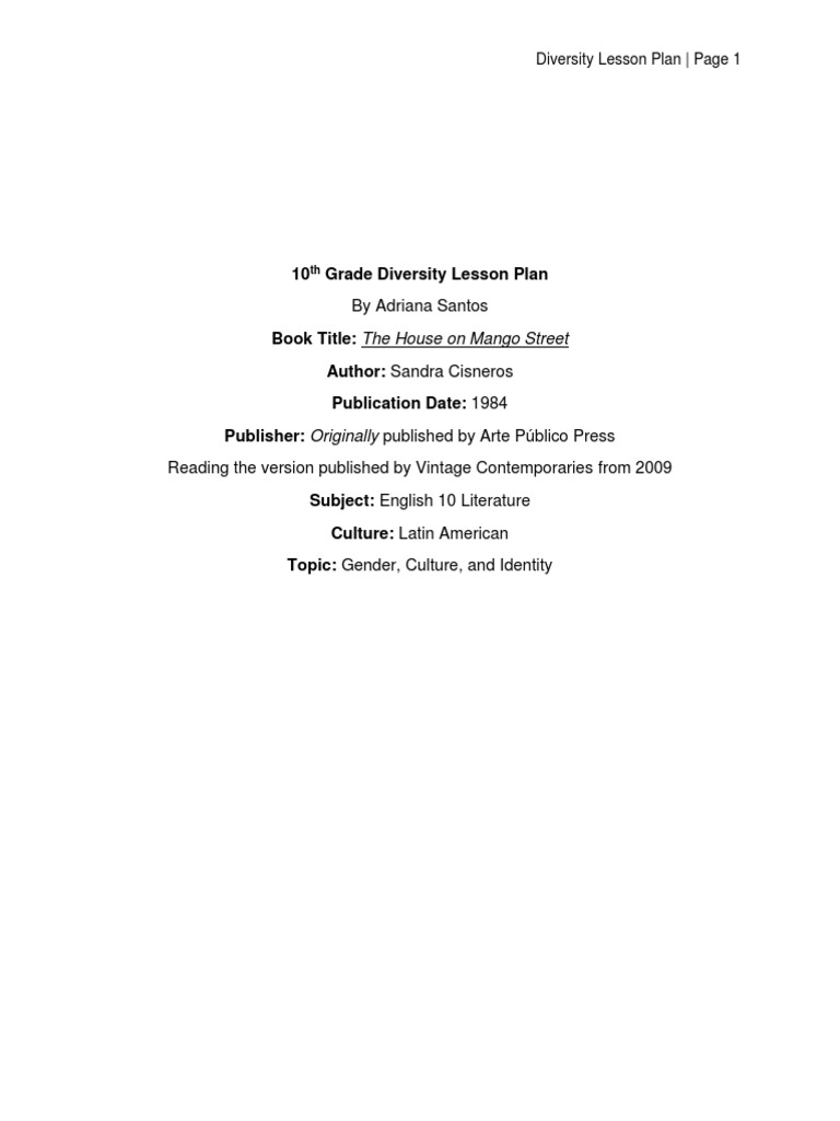 Diversity Lesson Plan | PDF | Identity (Social Science) | Lesson Plan