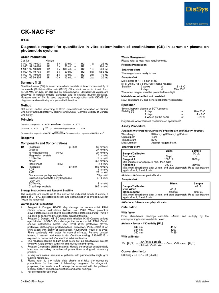 Ck-Nac Fs | PDF | Chemistry | Clinical Medicine