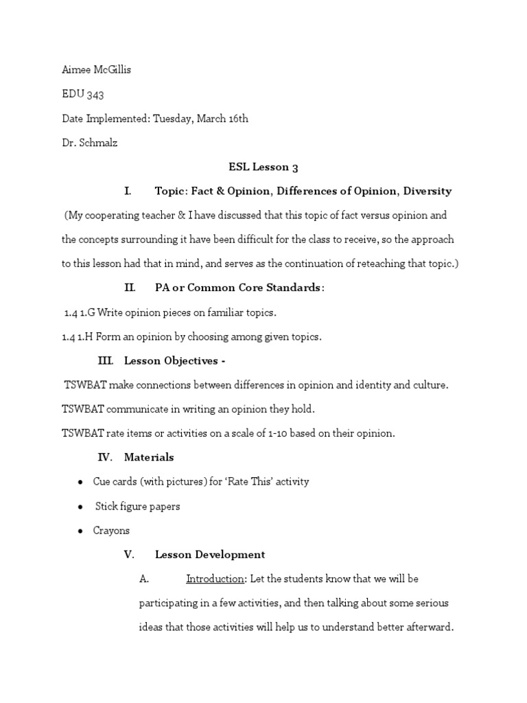 Esl Lesson 3 | PDF | Education Theory | Cognition