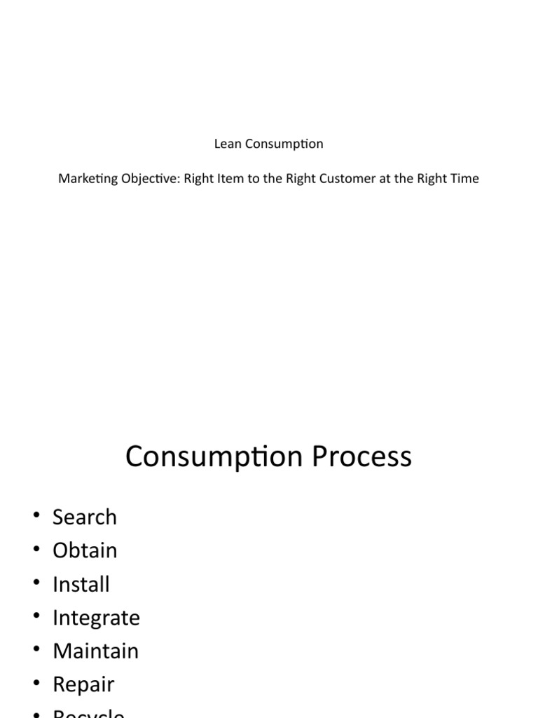 Lean Consumption Marketing Objective: Right Item To The Right Customer ...