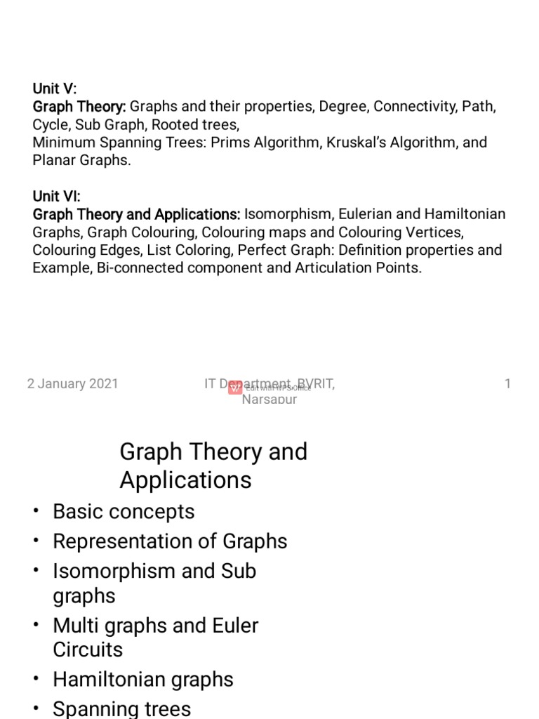 DM Unit-5 Graph Theory | PDF | Vertex (Graph Theory) | Graph Theory