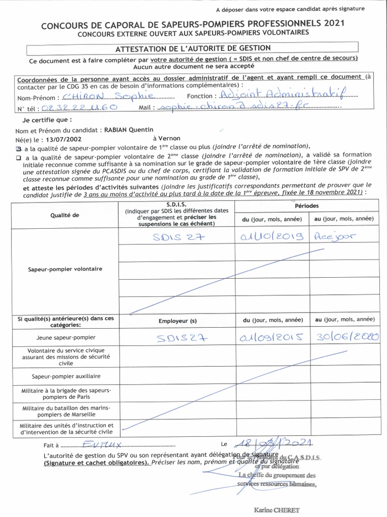 Attestation de L Autorite de Gestion 1 | PDF
