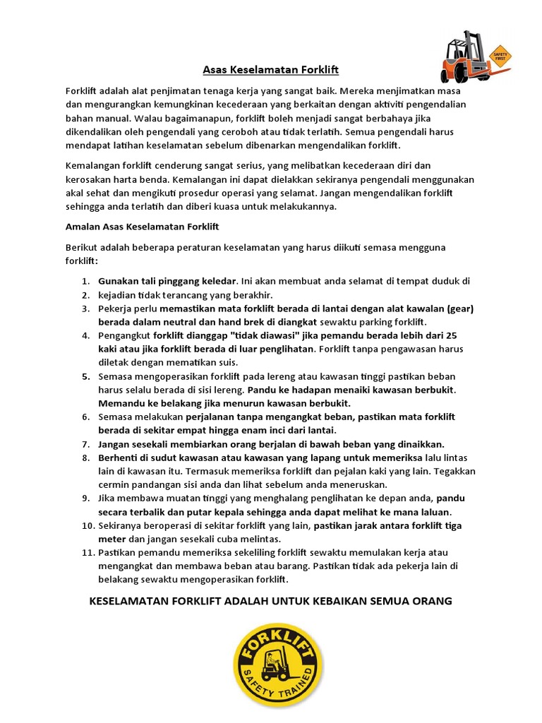 Asas Keselamatan Forklift Pdf