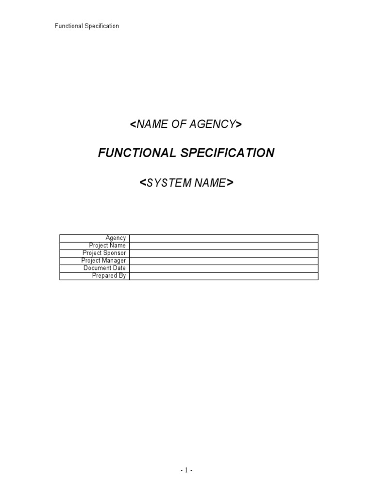Functional Specification | PDF