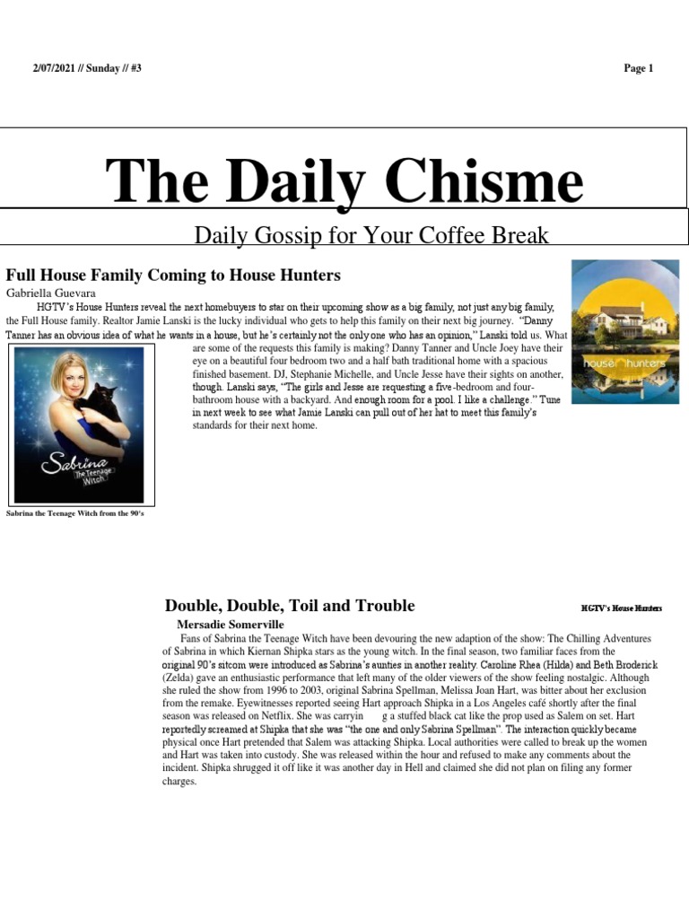 Edu 214 - Celebrity Newspaper Page 1 | PDF