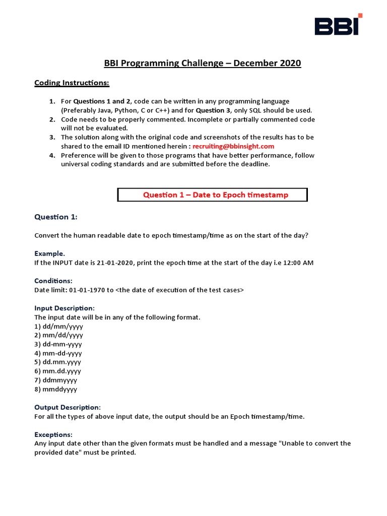 Programming Challenge 2020 | PDF | Databases | Computer Programming