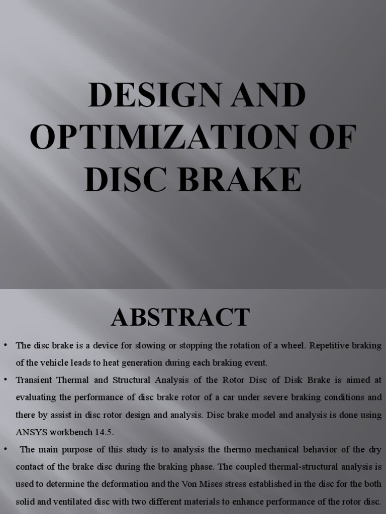 Design and Optimization of Disc Brake | PDF | Brake | Friction