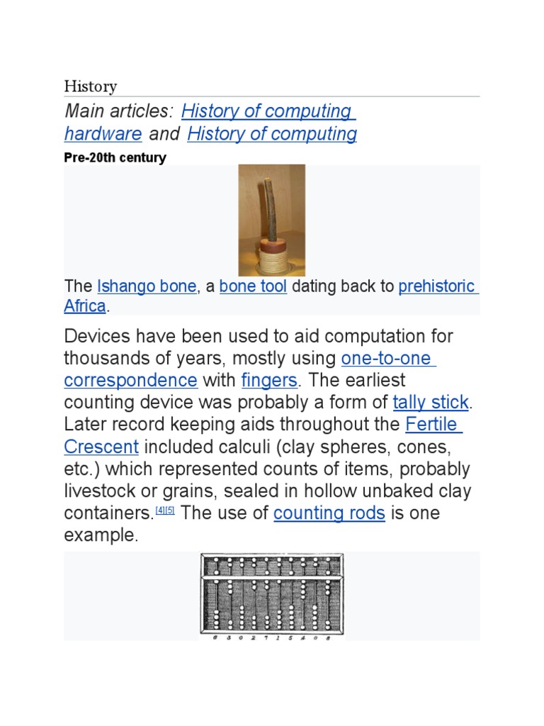 Main Articles: And: History of Computing Hardware History of Computing ...