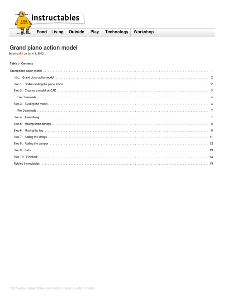 Grand Piano Action Model Guide | PDF | Piano | 3 D Printing