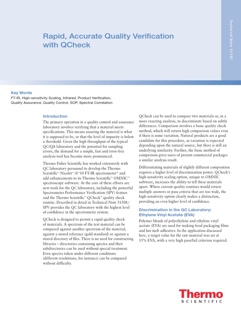Rapid, Accurate Quality Verification With Qcheck: Key Words | PDF