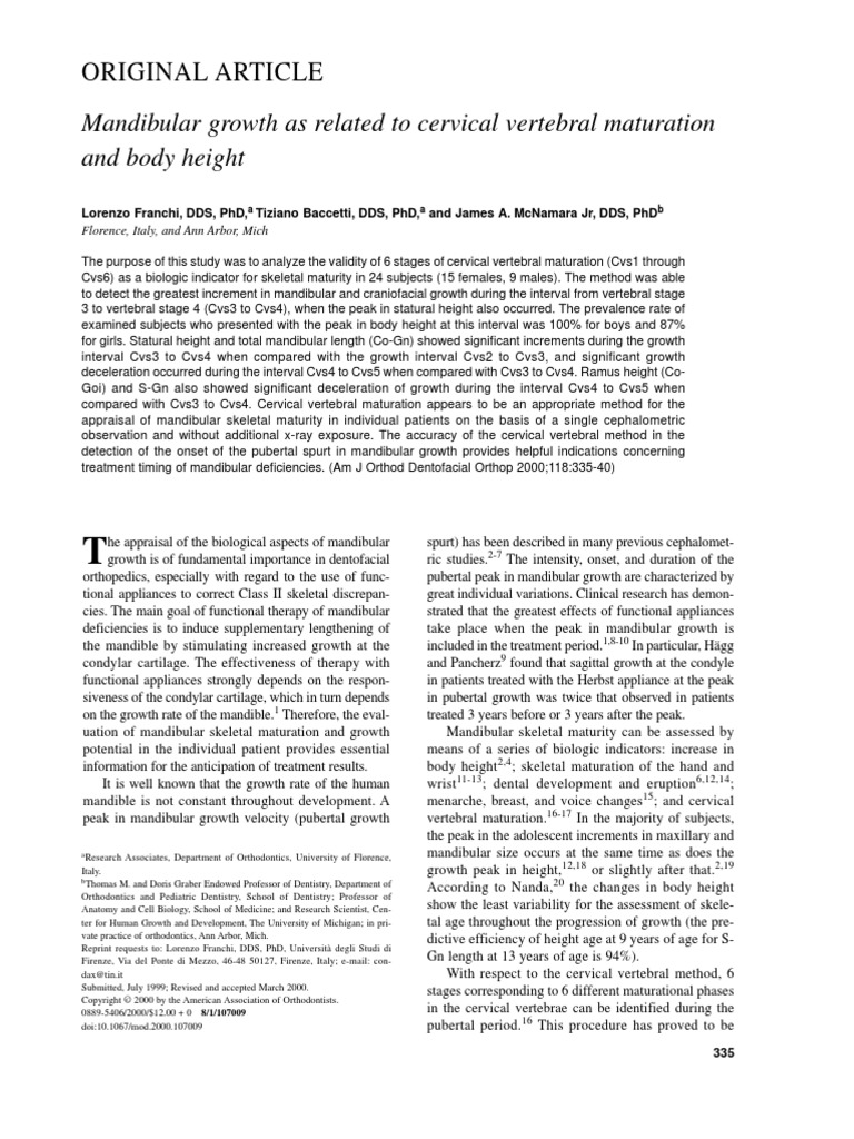 Mand Growth As Reltd To Cvmi and Body Height | PDF | Vertebral Column | Vertebra