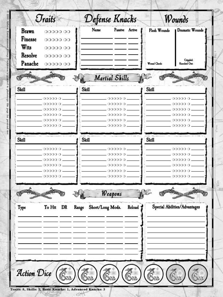 Martial - Skills - Weapons (Sheet) | PDF | Role Playing Games | Leisure