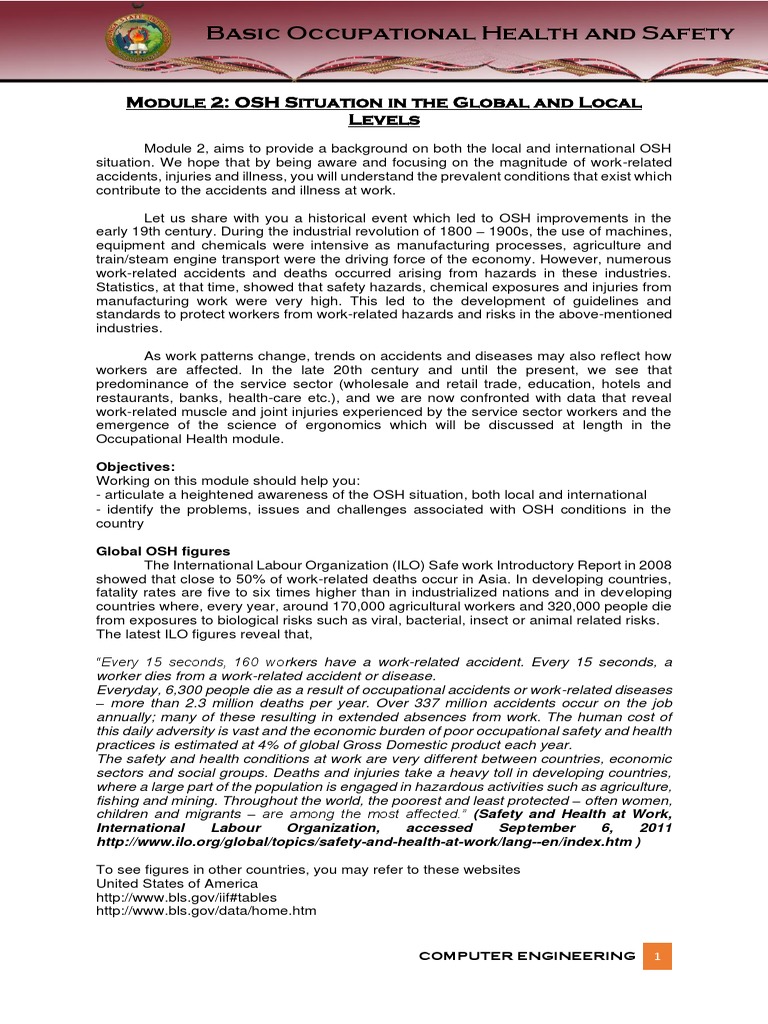 Module 2 - OSH Situation in The Global and Local Levels | PDF ...