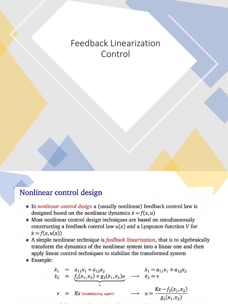 Feedback Linearization Control for Nonlinear Systems Using Symbolic Computation | PDF ...
