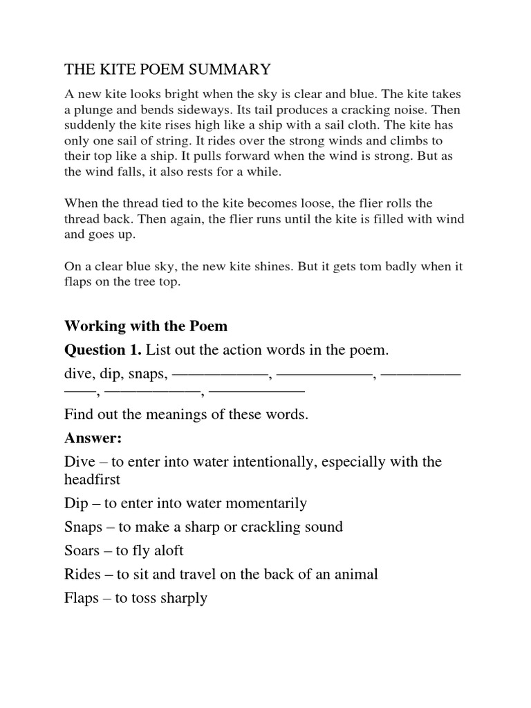 The Kite Poem Summary: Soaring High Like a Ship | PDF