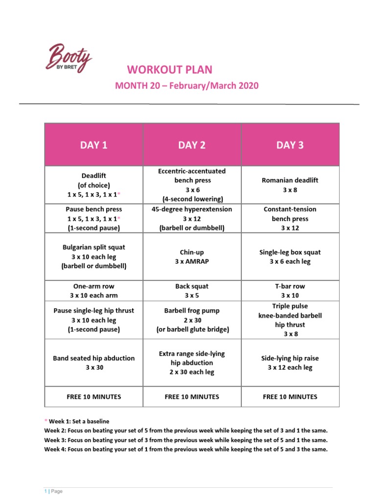 BBB Month 20 Workout Plan | PDF | Pelvis | Anatomical Terms Of Motion