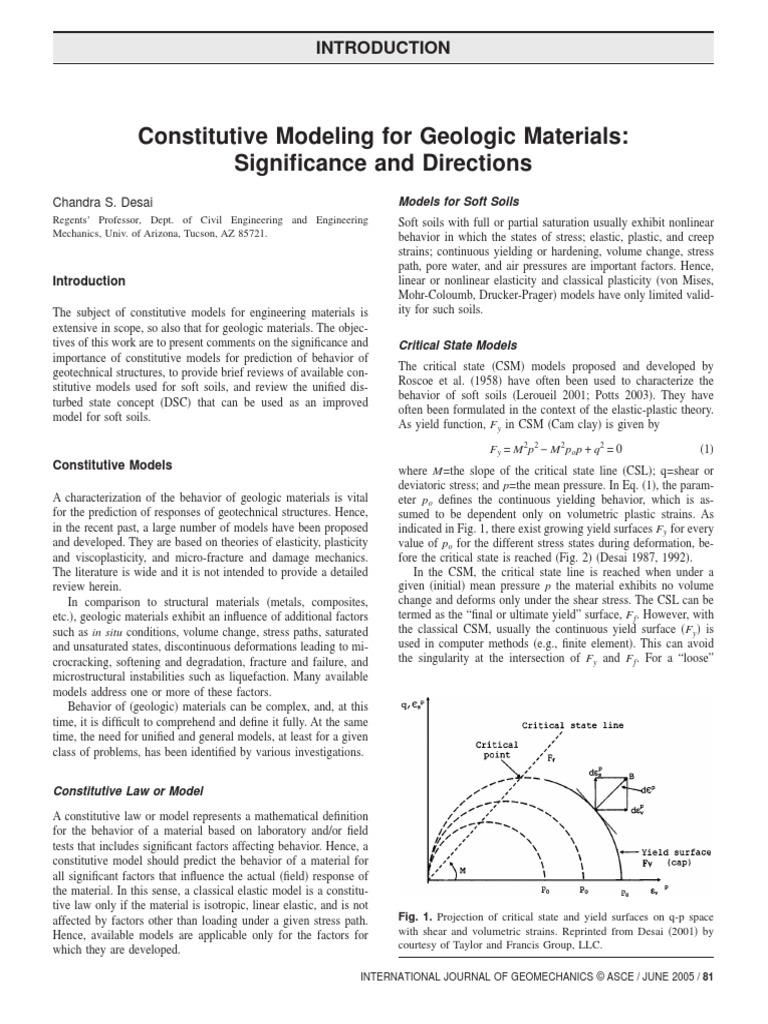 Constitutive Modelling For Geologic Materials | Download Free PDF ...