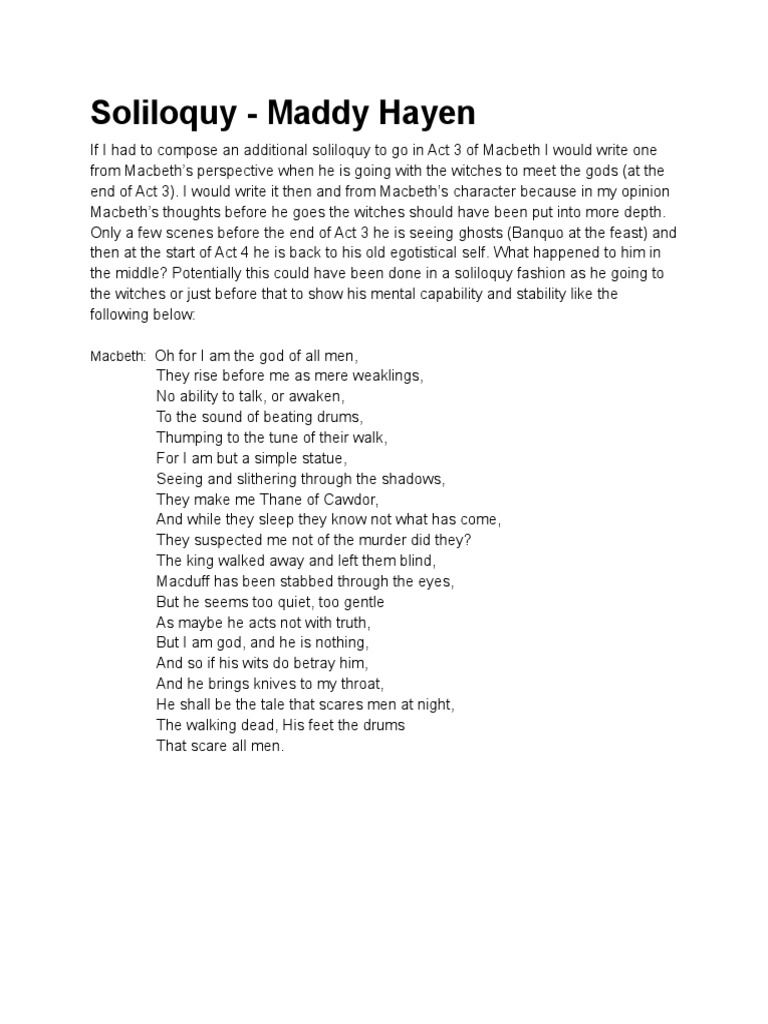 Soliloquy - Maddy Hayen: Macbeth | PDF