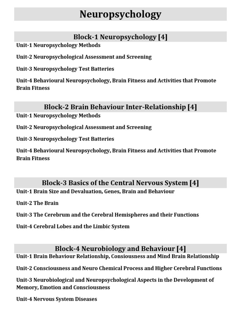 Neuropsychology | PDF | Neuropsychology | Central Nervous System