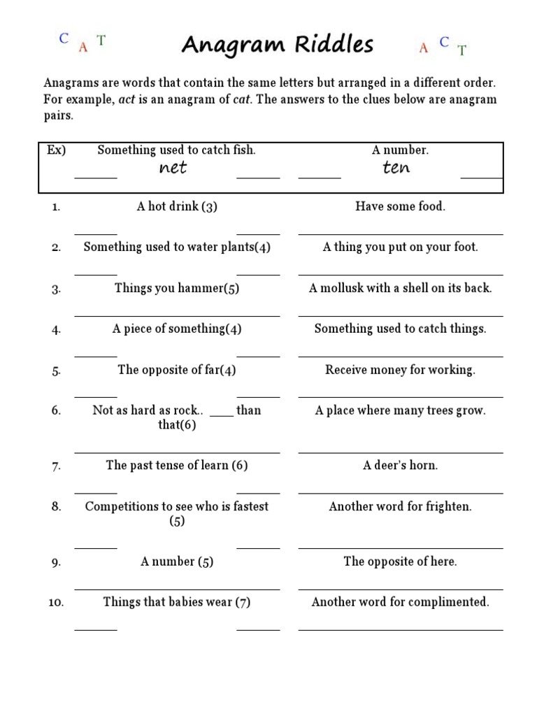 Anagram Riddles | PDF