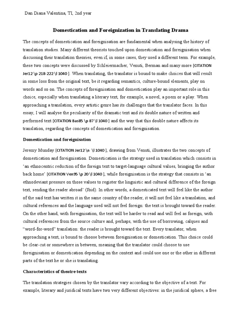 Domestication and Foreignization in Translating Drama | PDF ...