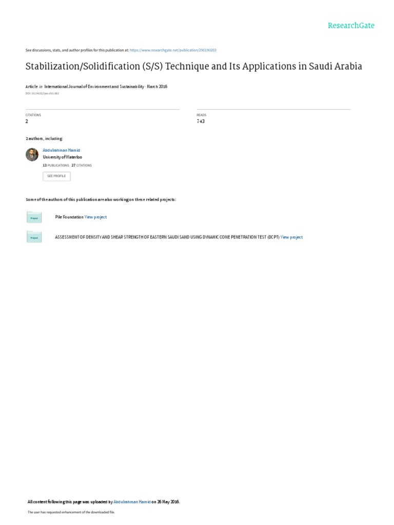 Stabilization Solidification (S S) Tehnique and Its | PDF | Environmental Remediation | Fly Ash