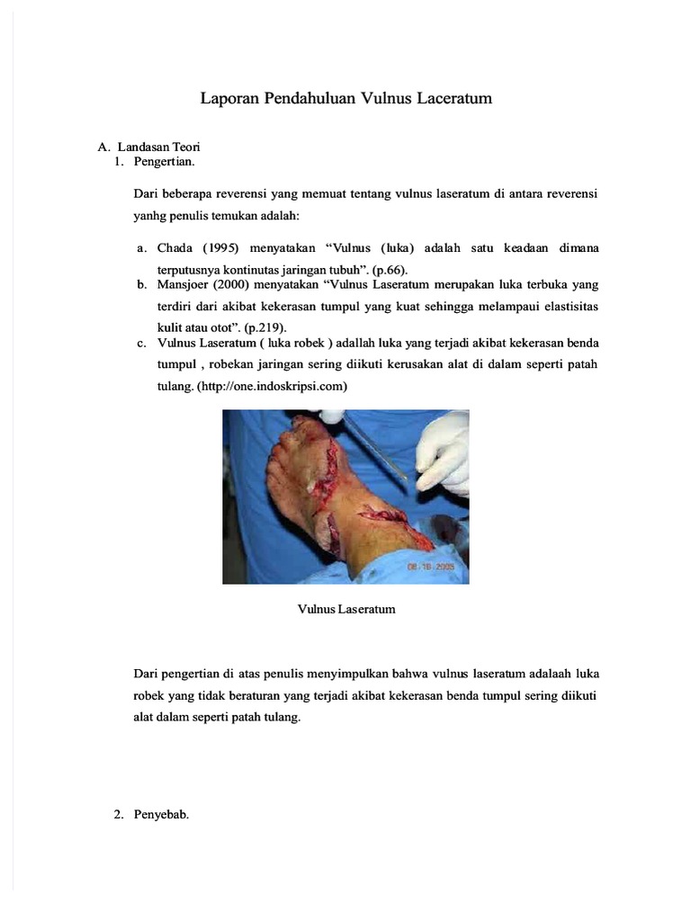 PDF Laporan Pendahuluan Vulnus Laceratum Compress | PDF