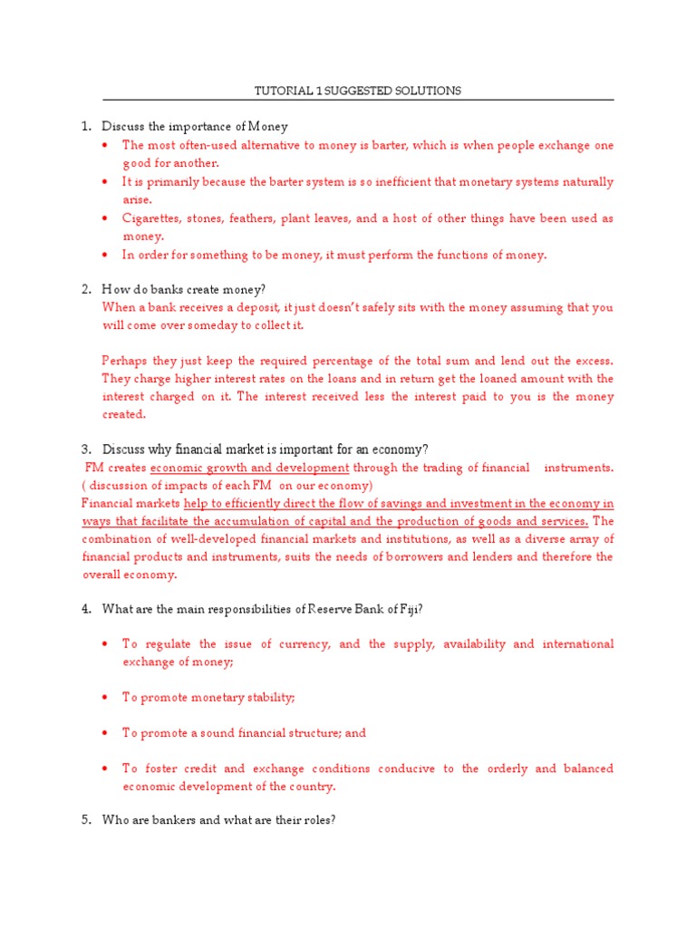 Tutorial 1 Suggested Solutions | PDF | Interest | Money
