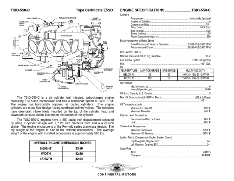TSIO550C | PDF | Internal Combustion Engine | Turbocharger