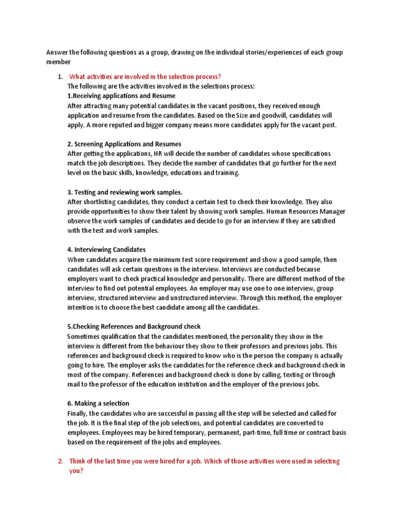 HR Selection Process Overview | PDF | Background Check | Interview