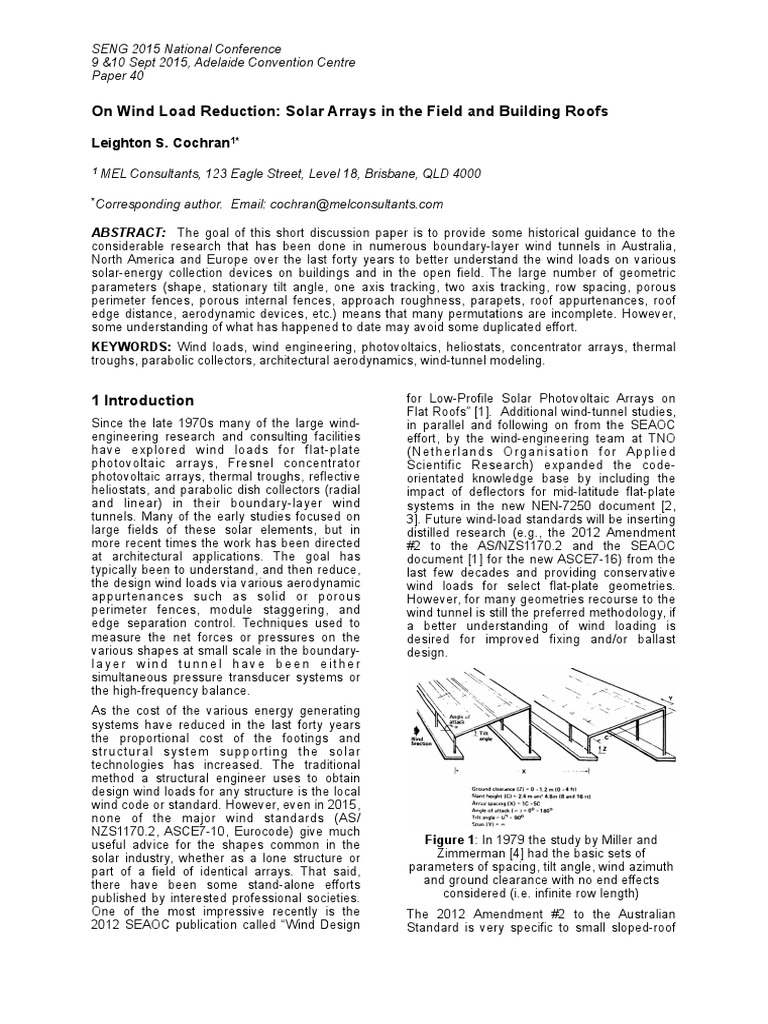 Wind Load Analysis for Solar Arrays | PDF | Wind Tunnel | Photovoltaic ...