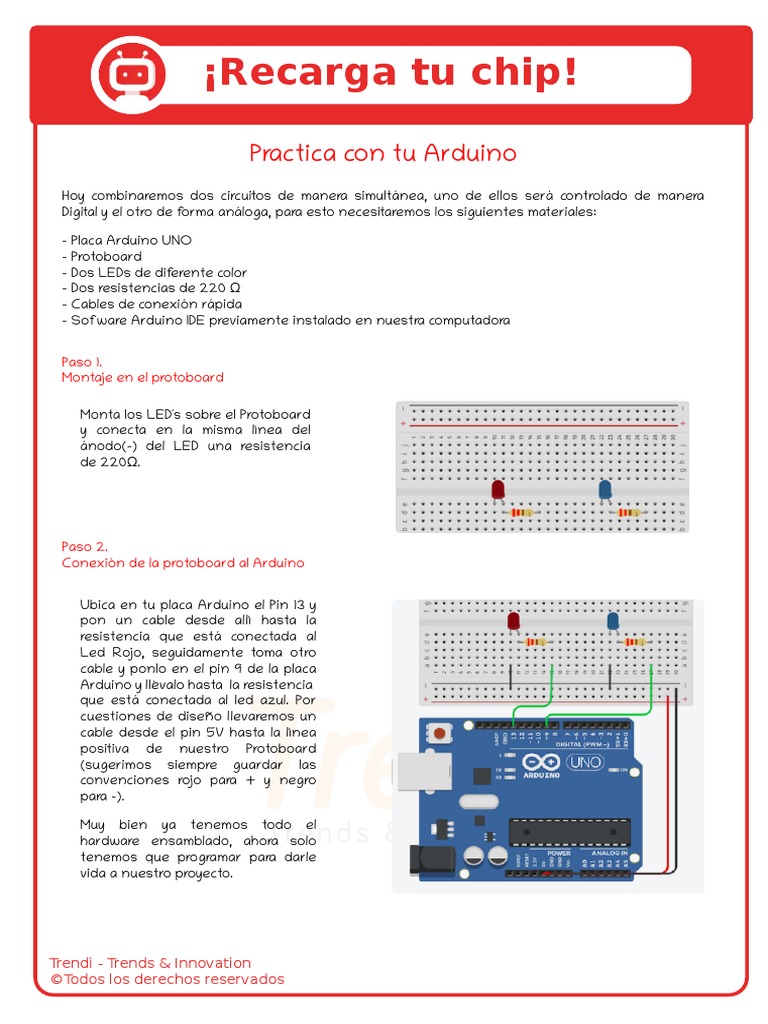 Recarga Tu Chip1 - Practica Con Tu Arduino | PDF | Arduino | Diodo ...